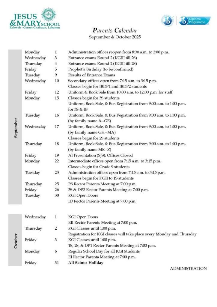 Calendar – JM Rabweh